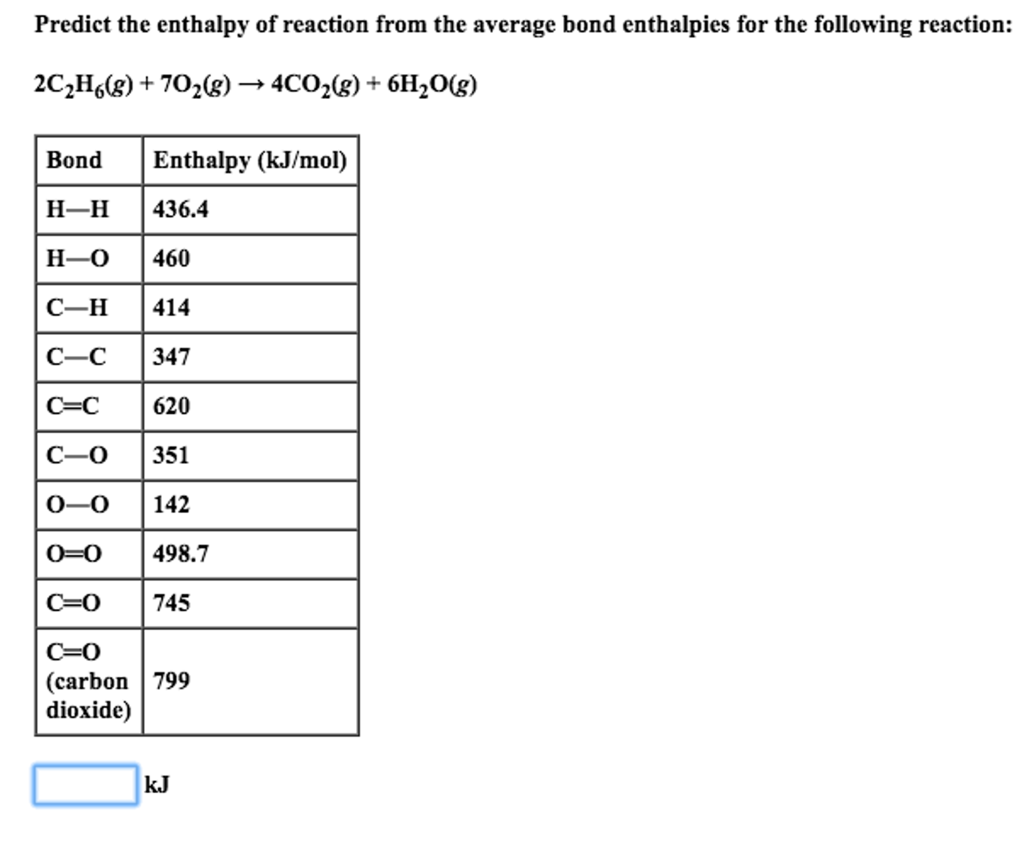 Solved Predict the enthalpy of reaction from the average | Chegg.com