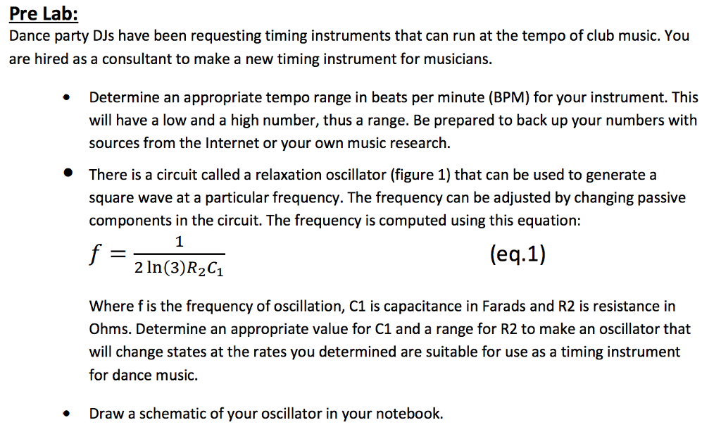 Solved Pre Lab: Dance party DJs have been requesting timing | Chegg.com