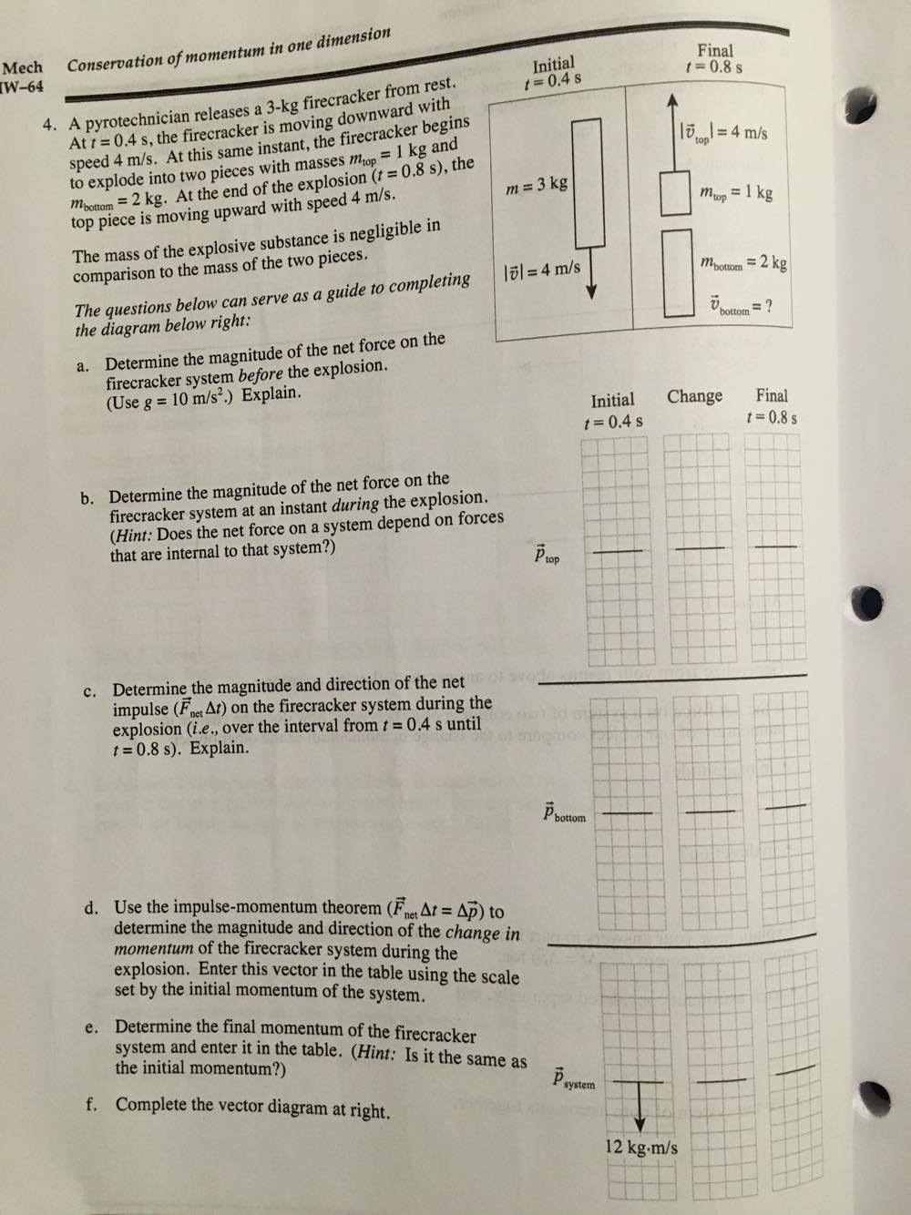 Solved A pyrotechnician releases a 3-kg firecracker from | Chegg.com