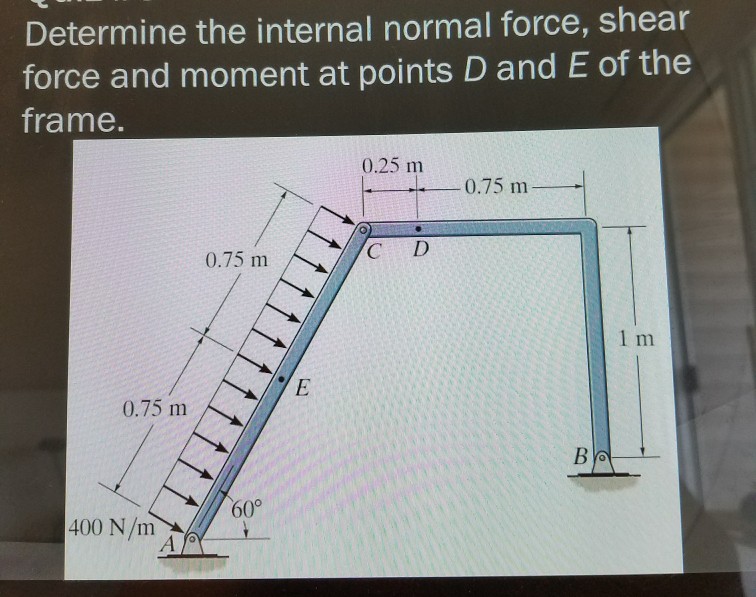 Solved Determine the internal normal force, shear force and | Chegg.com