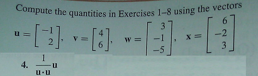 Solved Compute the quantities in Exercises 1-8 using the | Chegg.com