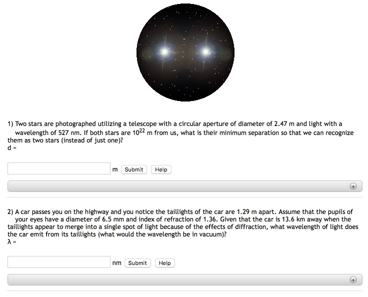 Solved Two stars are photographed utilizing a telescope with | Chegg.com