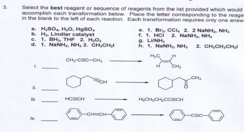 Solved Select the best reagent or sequence of reagents from | Chegg.com