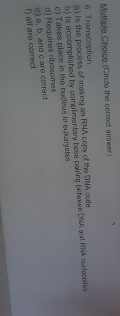 Solved Multiple Choice (Circle the correct answer) 6. | Chegg.com