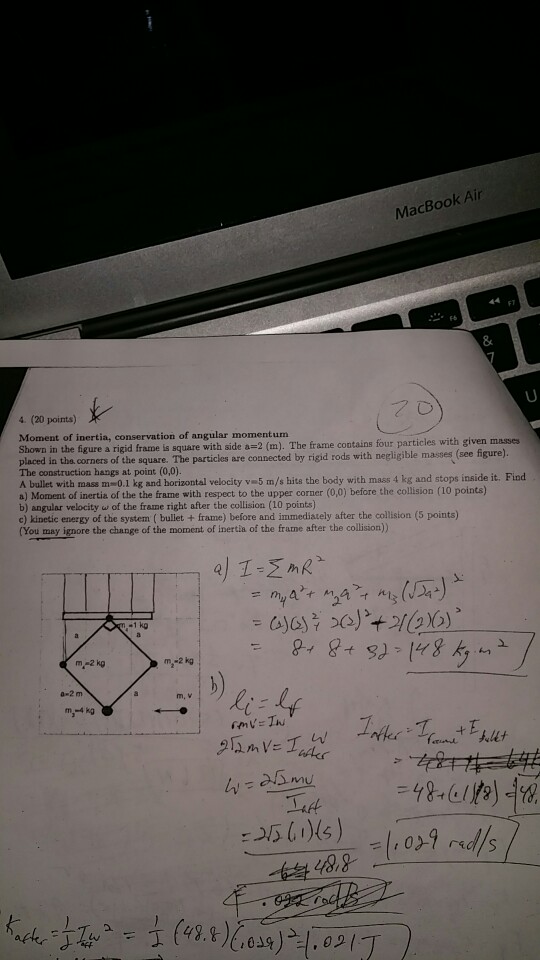 Solved Moment Of Inertia Conservation Of Angular Momentum