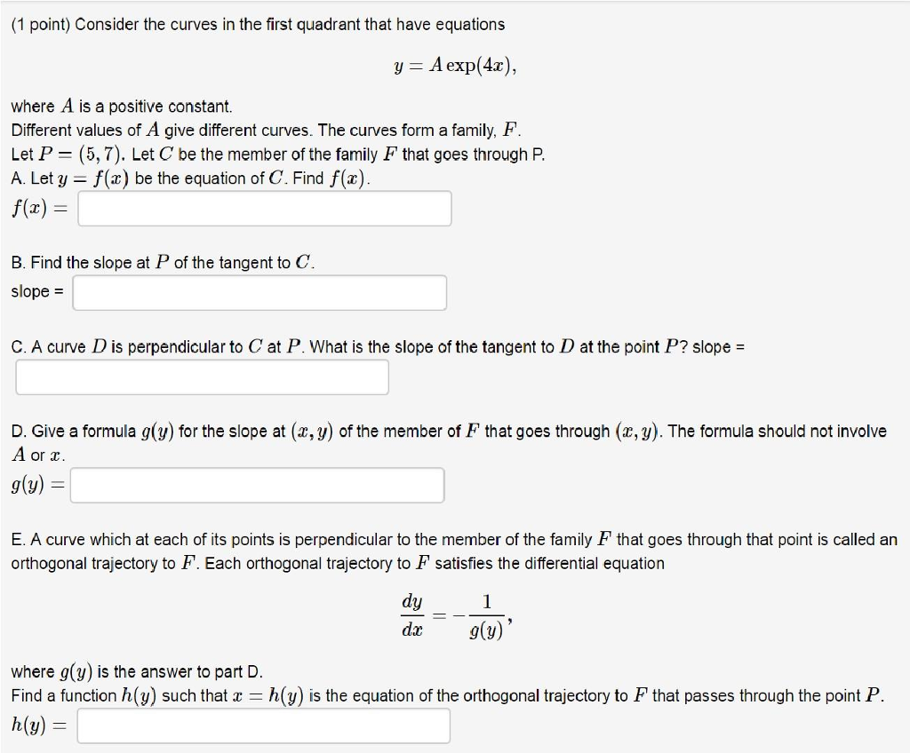 Solved (1 point) Consider the curves in the first quadrant | Chegg.com