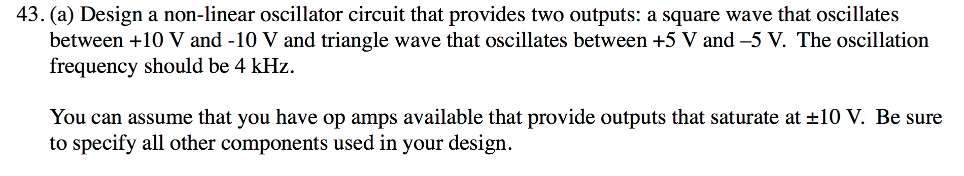Solved Design a non-linear oscillator circuit that provides | Chegg.com