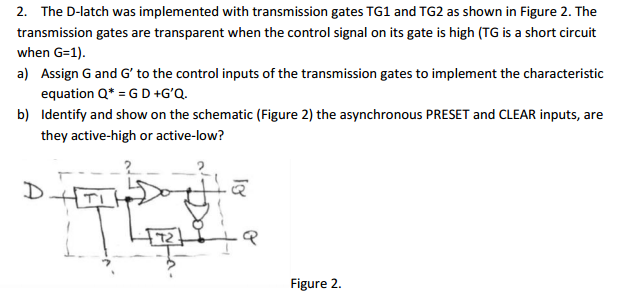 Solved The D-latch was implemented with transmission gates | Chegg.com