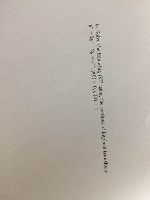 Solved Solve the following IVP using the method of Laplace | Chegg.com
