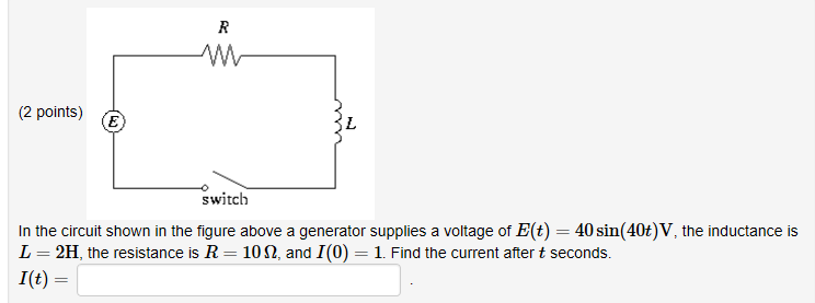 Solved (2 points) ( ) switch In the circuit shown in the | Chegg.com
