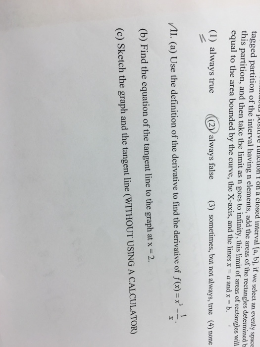 Solved Always true always false sometimes, but not always, | Chegg.com