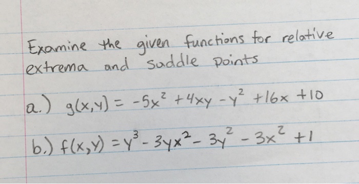 Solved Examine the given functions for relative extrema and | Chegg.com