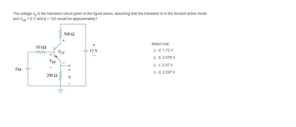 Solved The voltage vo in the transistor circuit given in the | Chegg.com
