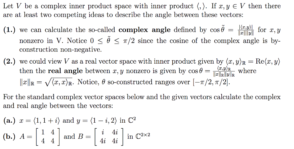 Let V be a complex inner product space with inner | Chegg.com