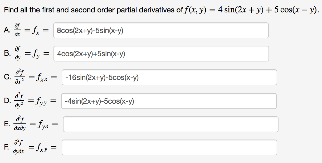 Solved Find all the first and second order partial | Chegg.com