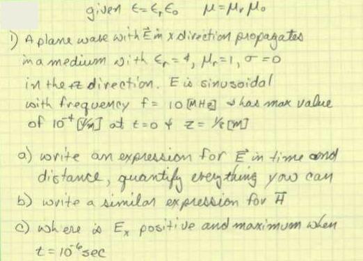 Solved Given epsilon = epsilon_r epsilon_o mu = mu_r mu_o A | Chegg.com