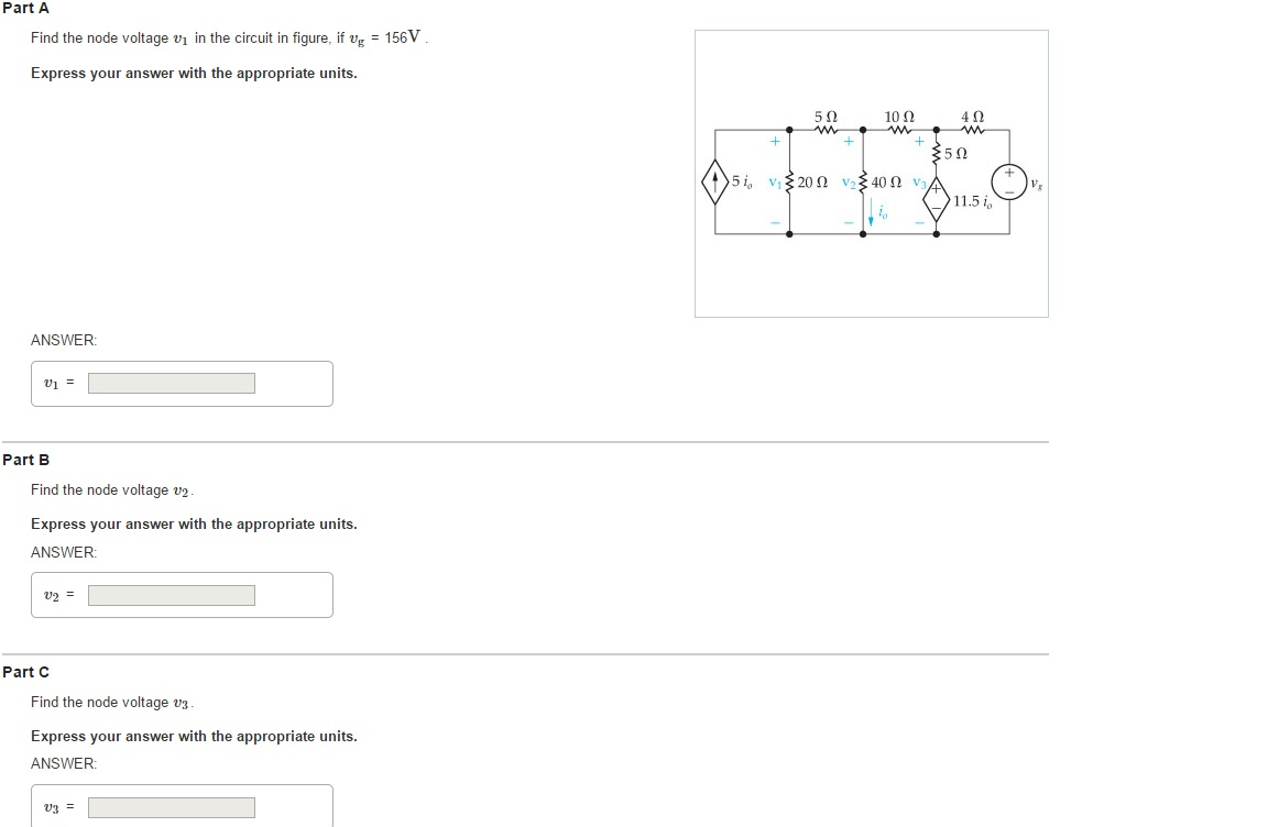 Solved Part A Find the node voltage v1 in the circuit in | Chegg.com