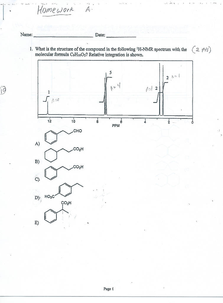 Solved Homework A Name: Date i. What is the structure ofthe | Chegg.com