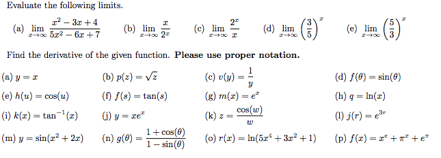 Solved Evaluate the following limits. lim_x rightarrow | Chegg.com