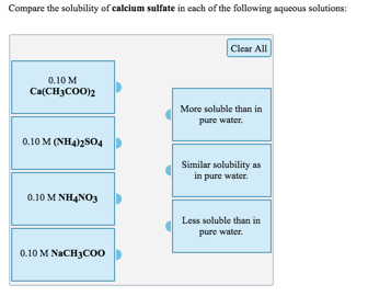 Solved Compare the solubility of calcium sulfate in each of | Chegg.com