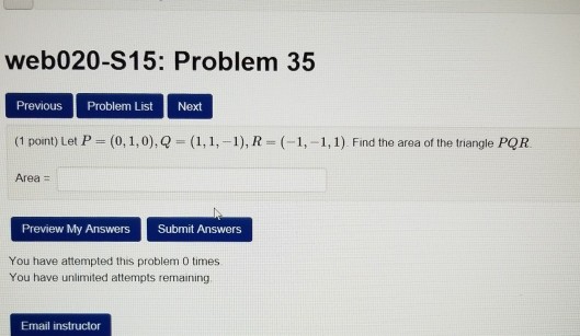 Solved web020-S15: Problem 35 Previous Problem ListNext (1 | Chegg.com