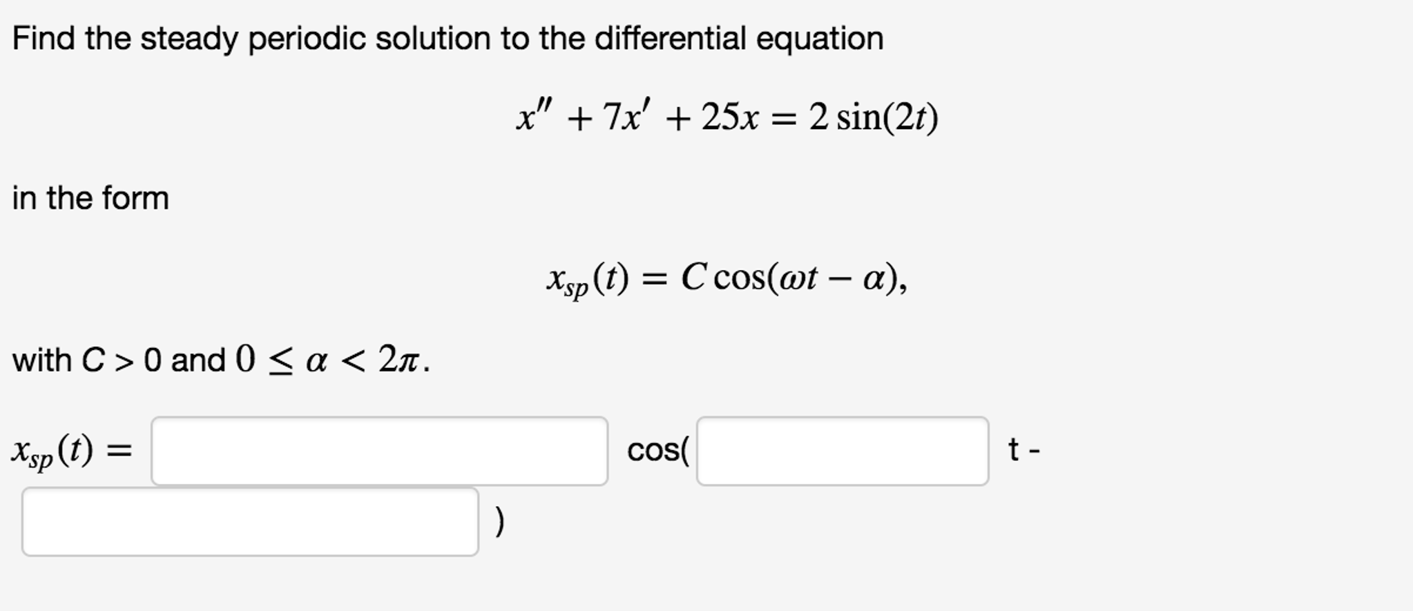 Solved Find the steady periodic solution to the differential | Chegg.com