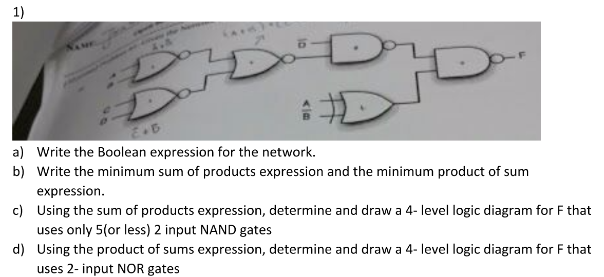 Solved Write the Boolean expression for the network. Write | Chegg.com