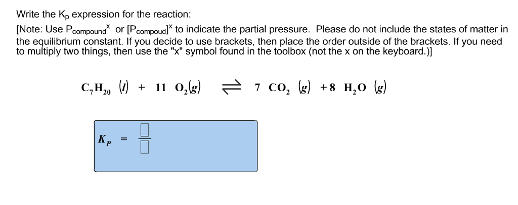 Solved Write the Kp expression for the reaction [Note: Use | Chegg.com