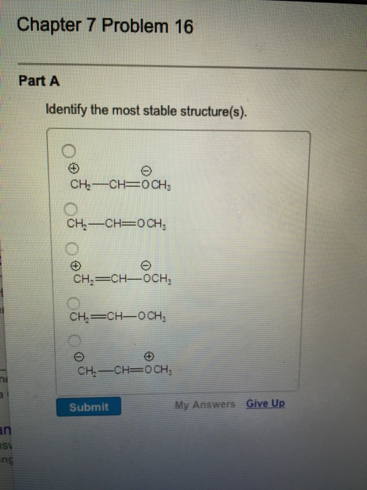 Solved Chapter 7 Problem 16 Part A Identify the most stable | Chegg.com