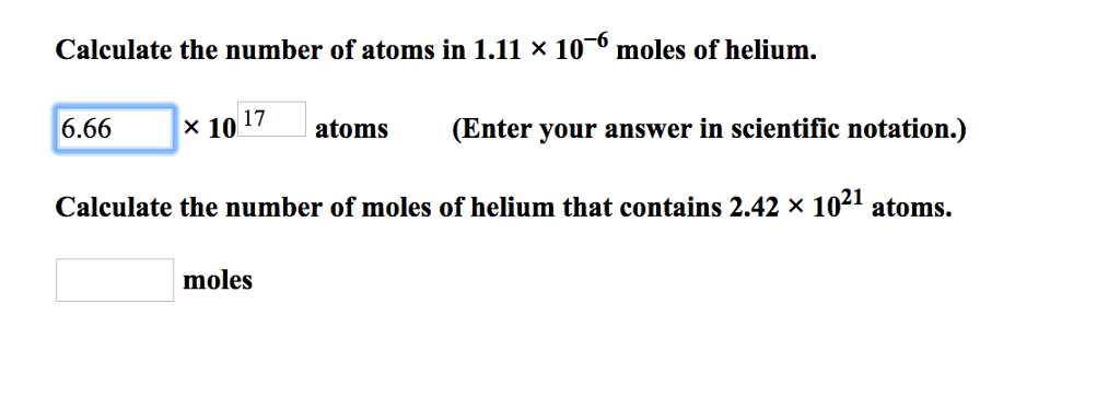 Solved Calculate the number of atoms in 1.11 x 10-6 moles of | Chegg.com