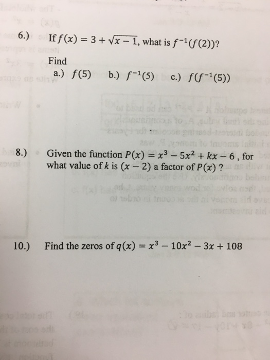 Solved If f (x) = 3 + Squareroot x - 1, what is f^-1(f(2))? | Chegg.com