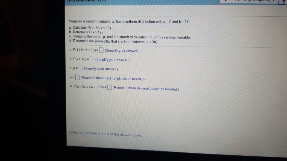 Solved Suppose A Random Variable X Has A Uniform 