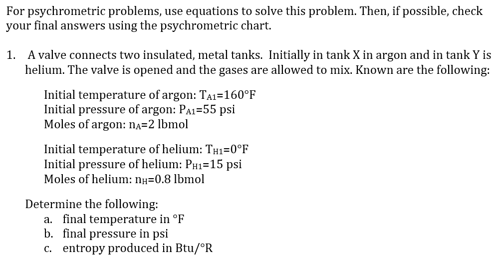 Solved For psychrometric problems, use equations to solve | Chegg.com