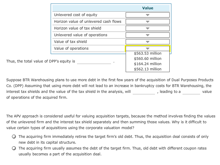 Solved 4. Merger analysis Adjusted present value (APV) | Chegg.com