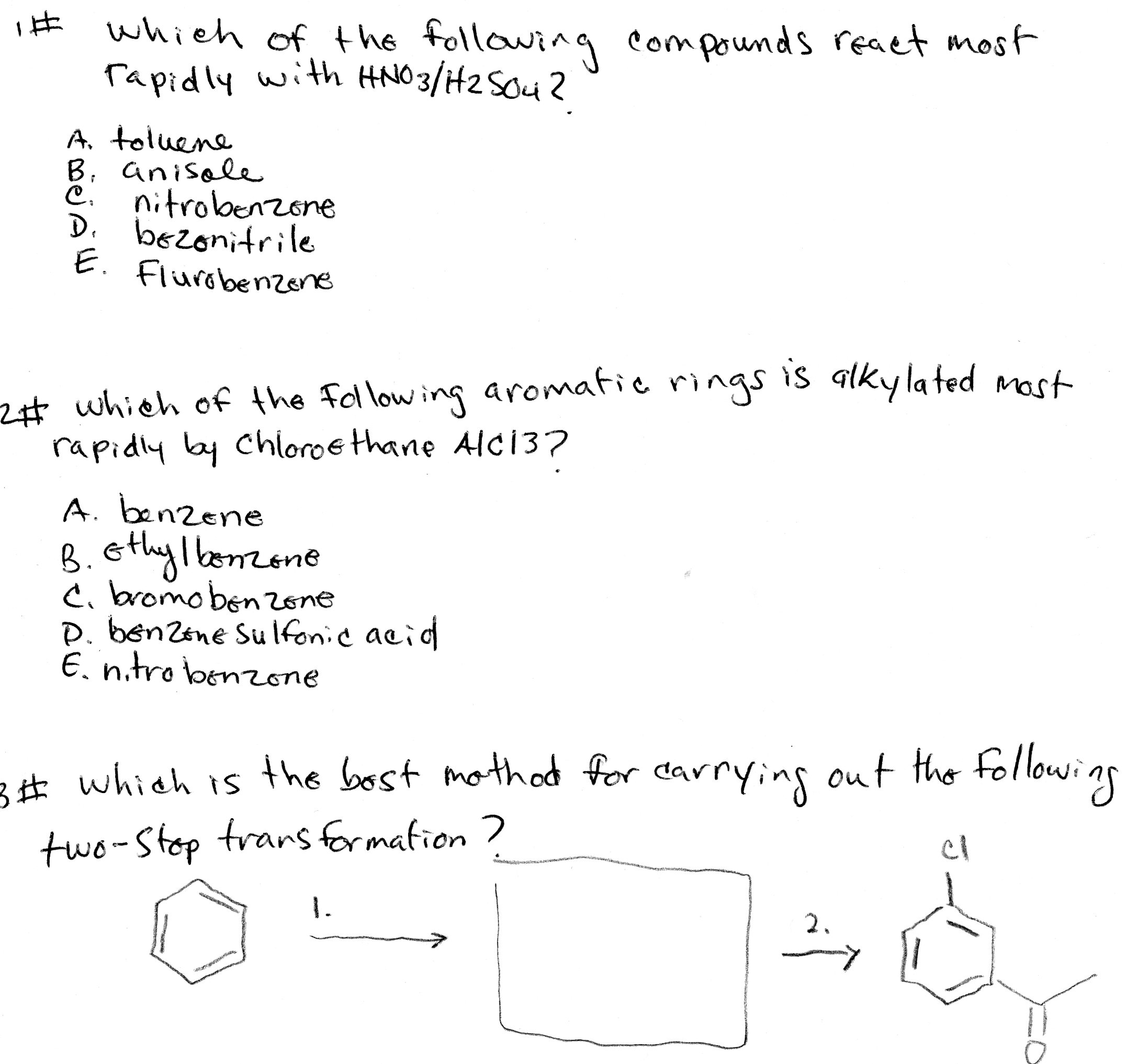 Solved Which of the following compounds react most tapidly | Chegg.com