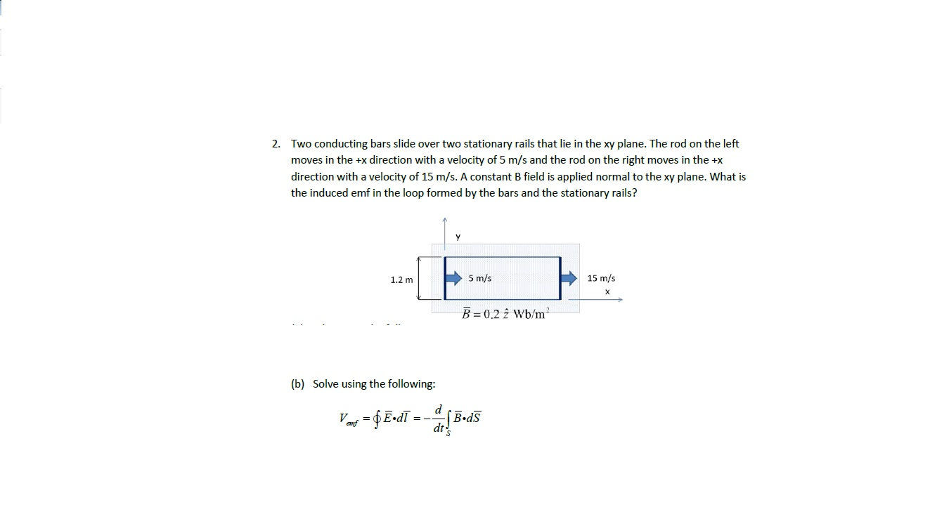 Solved Two conducting bars slide over two stationary rails | Chegg.com