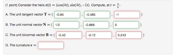 Solved consider the helix r(t)= cos(4t), sin(4t), -1t. | Chegg.com