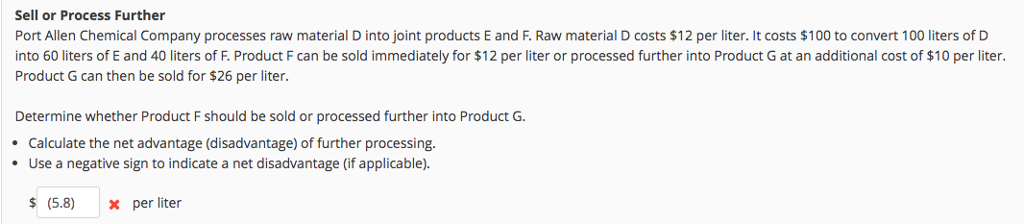 Solved Sell or Process Further Port Allen Chemical Company | Chegg.com