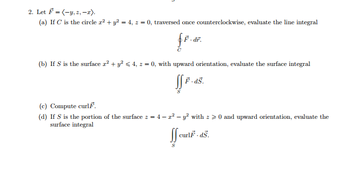 Question about a line integrals vs surface integrals | Chegg.com