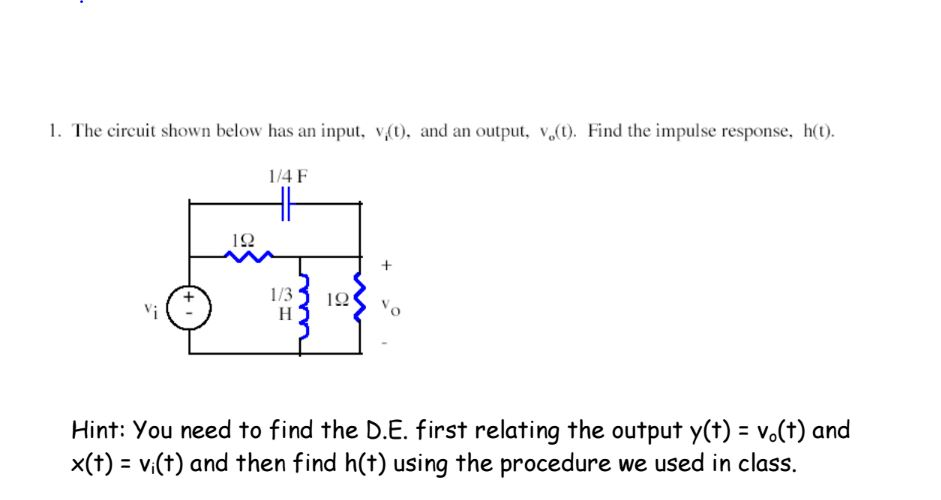 Solved The circuit shown below has an input, v_i(t), and an | Chegg.com