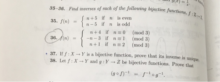 Solved Find inverses of each of the following bijective | Chegg.com
