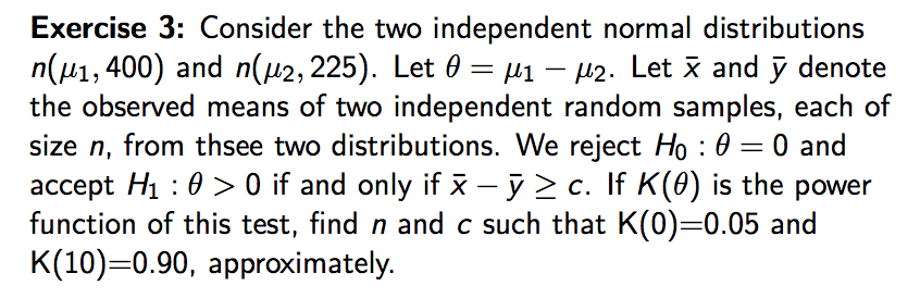Exercise 3: Consider the two independent normal | Chegg.com