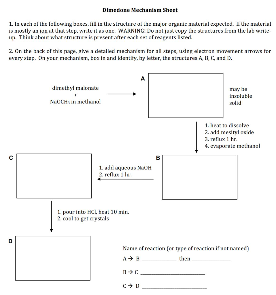 Solved Dimedone Mechanism Sheet 1. In each of the following | Chegg.com