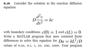 6.16 Consider the solution to the reaction diffusion | Chegg.com