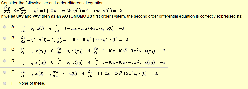 Solved Consider the following second order differential | Chegg.com
