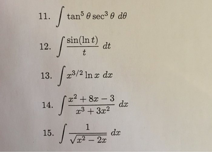 Solved The steps needed to solve these integration | Chegg.com
