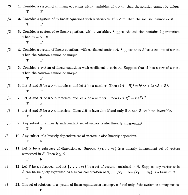 Solved /3 1. Consider a system of m linear equations with n | Chegg.com