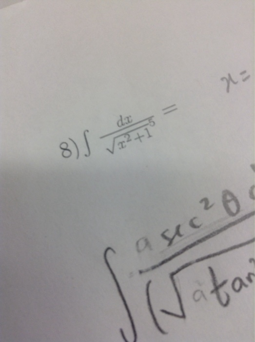 Solved Integral dx/square root x^2 + 1^5 = | Chegg.com