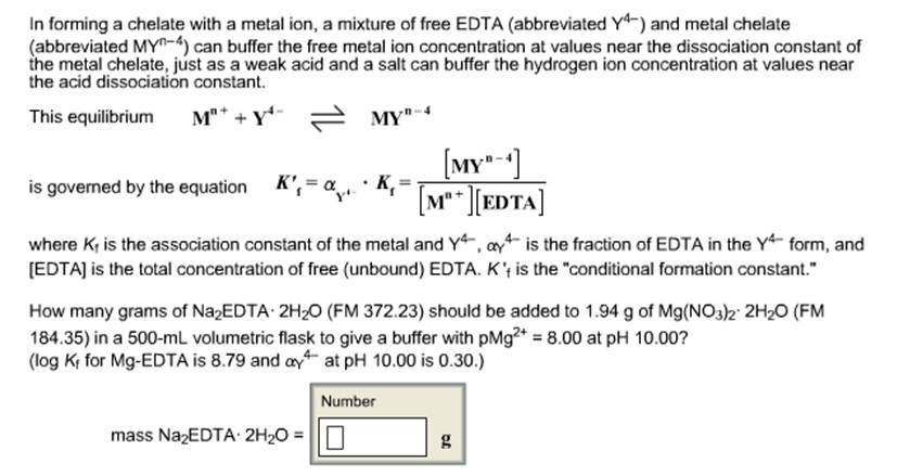 Solved In forming a chelate with a metal ion, a mixture of | Chegg.com