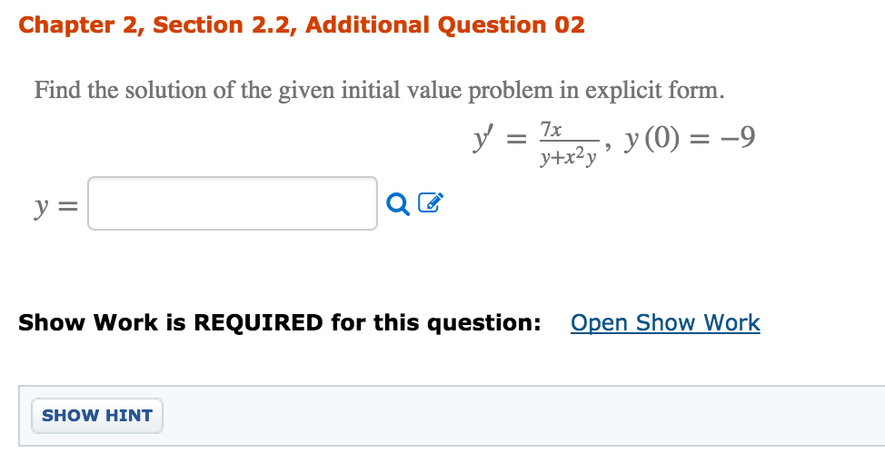 Solved Find The Solution Of The Given Initial Value Problem